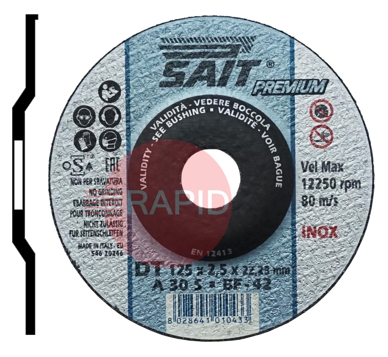 SAIT Premium-DT 125mm (5") Depressed Centre Cutting Disc 2.5mm Thick ...