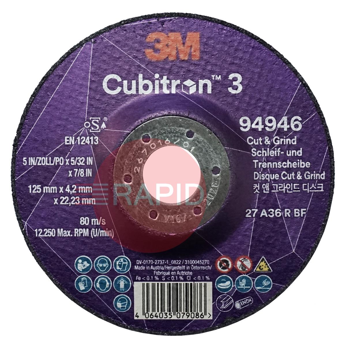 3M Cubitron 3 125mm (5") Cut & Grind Wheel - Welding Supplies from ...